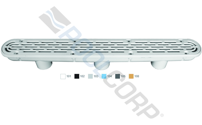 32CDFL101 32″ WHITE CHANNEL, DRAIN W/ 3-PORT PVC SUMP – 24-7 POOLS AND SPAS